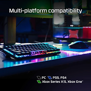 HyperX Alloy Origins 60 - Mechanical Gaming Keyboard - Ultra Compact 60% Form Factor - Tactile Aqua Switch - Double Shot PBT Keycaps - RGB LED Backlit - NGENUITY Software Compatible,Black