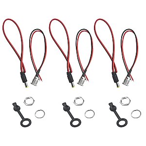 SDTC Tech 3 Sets 5.5 x 2.5 MM 10A DC Power Jack Socket Threaded Female Mount Connector Adapter & 12V Male DC Power Pigtail Cable with Dustproof Plug