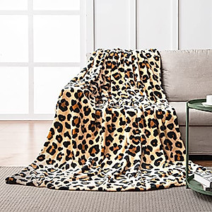 Hughapy Cheetah Blanket, Soft Flannel Leopard Print Blanket, Fleece Leisure Blanket for Bed Sofa Couch, Suitable Trip Picnic Lightweight Warm Decorative Blanket for All Seasons (Brown, 60 x 80 inches)