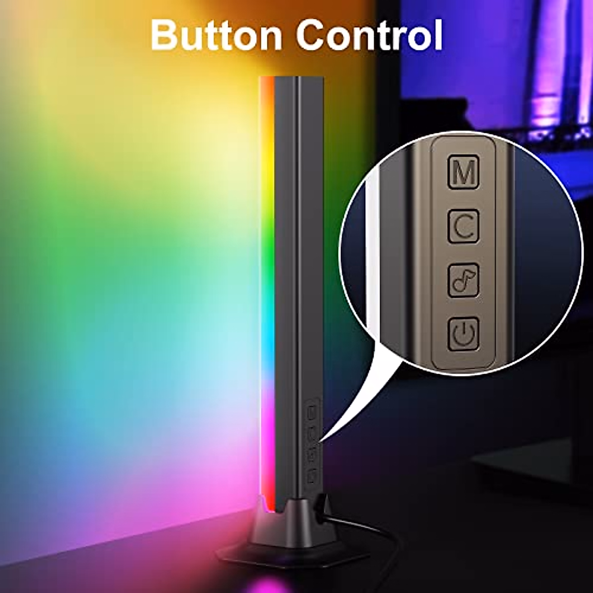 velted RGB Light Bar, Music Sync RGB IC LED Lights Bars, USB Powered Ambient Lighting, Remote Control Color Changing Gaming TV Backlight, 8 Dynamic Modes for PC Room Monitor Desk