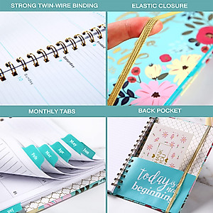2023 Planner – Weekly ＆ Monthly Planner 2023, Jan 2023 – Dec 2023, 6.4" x 8.5" with 12 Monthly Tabs, Flexible Hardcover, Thick Paper, Inspirational Quotes, Strong Spirals Wirebound Organizer