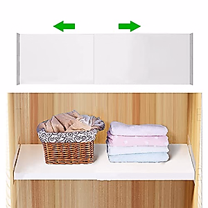 Adjustable Closet Storage Shelves with Seamless Sticker, Expandable Wardrobe Shelves Organizer System for Kitchen, Cupboard, Wardrobe, Under Sink and Bathroom, Easy Installation (Large, 1Pack)