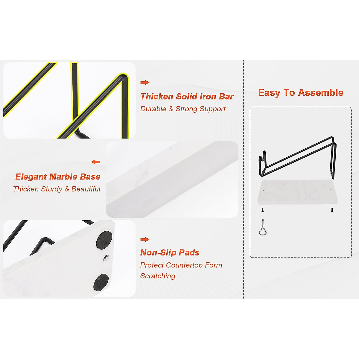 HarJue Tabletop Wine Rack, Wine Racks Countertop, Perfect Metal Wine Bottles Holder with Elegant Marble Base for Wine Lovers, Freestanding Wine Bottle Storage-Stylish Matte Black