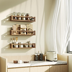 TidyCorner Upgraded Thick Floating Shelves - Multi-Use Wall-Mounted Bookshelves for Kids and Nursery, Ideal for Books, Toys, Spice Rack, Decor - Walnut Brown