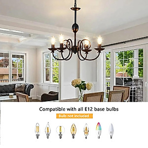 Muafot Matte Black Farmhouse Chandelier,4 Light Modern Metal Pendant Light Fixtures Adjustable Height for Dining Room Kitchen Island Foyer Entryway E12 Bulb Base UL Listed