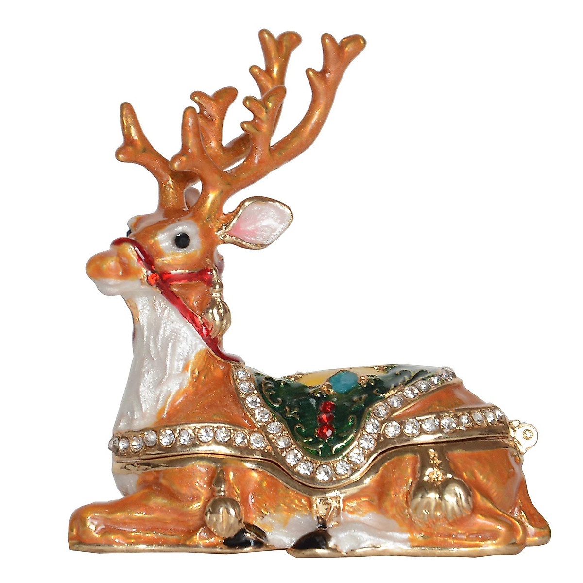 Jiaheyou Reindeer Trinket Jewelry Box Bejeweled Christmas Decoration Gifts Holiday Ornaments