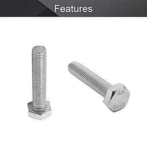 MroMax M10 Left Hand Hex Head Bolt M10-1.5 x 50mm 304 Stainless Steel Reverse Threaded Hex Tap Screw Bolts 2pcs