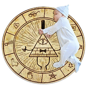Inhomer Small Area Rugs Bathroom Rugs Bill Cipher Wheel Zodiac Non-Slip Throw Rug Floor Carpet Door Mat for Sofa Bedroom Nursery Decor, (Round - 2.2ft Diameter)