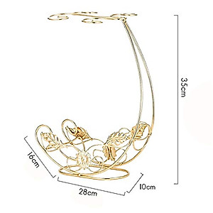 WIONC Tabletop Wine Rack & Stemware Holder Holds 1 Bottle and 4 Glasses Freestanding Countertop Wine Glass Display Rack-golden