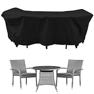 WOMACO Patio Furniture Cover Set, Waterproof 3 Piece Outdoor Furniture Cover, Furniture Set Covers for 3 Piece Outdoor Bistro Set (Black, for 3 piece set (L))