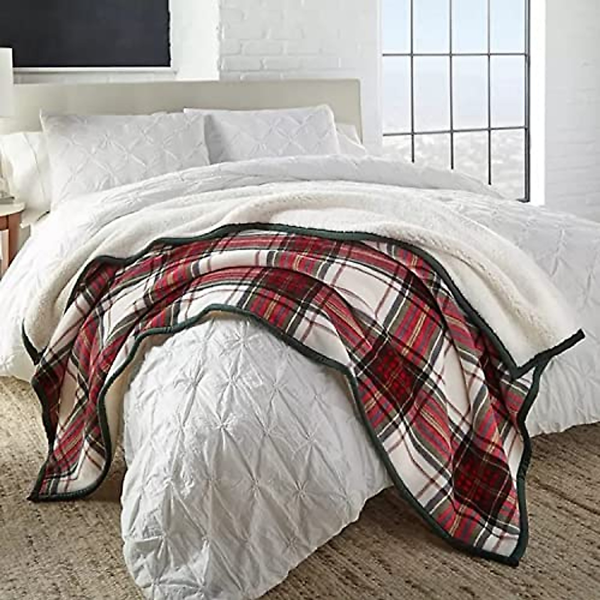 Member's Mark Oversized~60" x 70" Plush Sherpa Throw~St. Nicholas Plaid