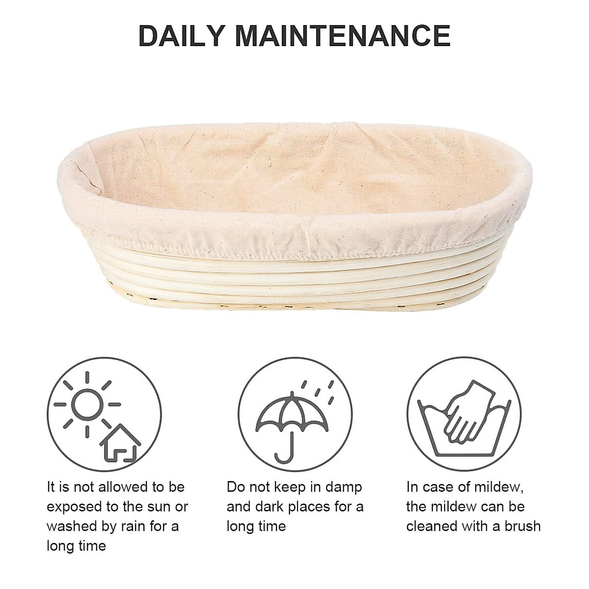 DOITOOL Oval Bread Proofing Baskets for Sourdough Bread, Sourdough Proofing Basket Set for Bread Making for Beginners or Professional Bakers