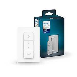 Philips Hue 2-Pack White and Color A19 Medium Lumen Smart Bulb & Smart Dimmer Switch and Remote, Installation-Free, Smart Home, Exclusively for Philips Hue Smart Lights (2021 Version), White (562777)