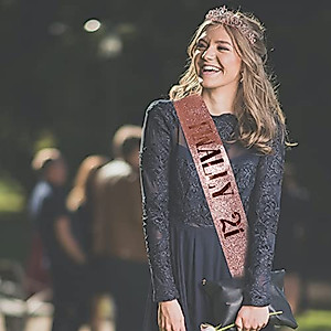 AOPRIE Birthday Crown for Women Finally 21st Birthday Sash for Women Girls Rose Gold Birthday Tiara 21 Birthday Gifts Her Him Decoration for Women Princess Crown Rhinestone Headband Happy Birthday Accessories