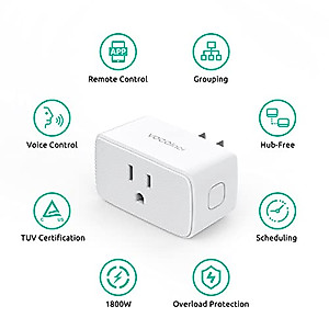 VOCOlinc Homekit Smart Plug Works with Alexa, Apple Home, Google Assistant, WiFi Smart Plug That Work with Alexa, Electrical Timer Outlet Support Siri, No Hub Required, 15A, 2.4GHz, 110～120V (1 Pack)