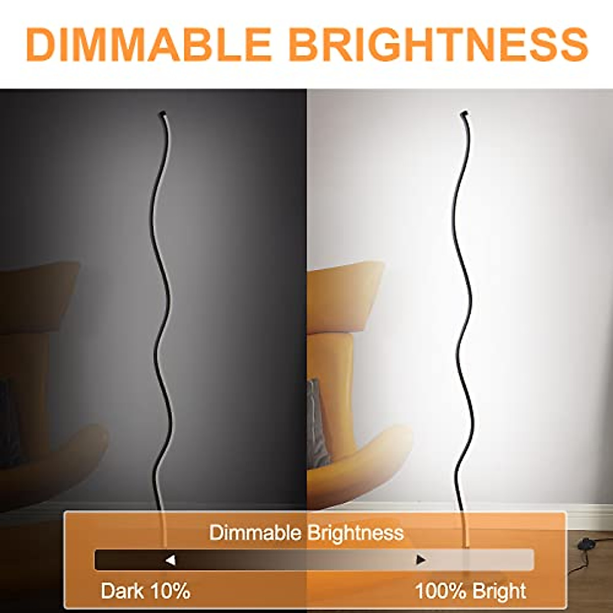 HOMKEA Modern Floor Lamps for Living Room - LED Standing Lamp with Remote, 52'' Tall Lamp with Footswitch, 27W/6000 LM Standing Light for Bedroom, Stand Up Lamp with Stepless Dimmable 2700-6500k-BLACK