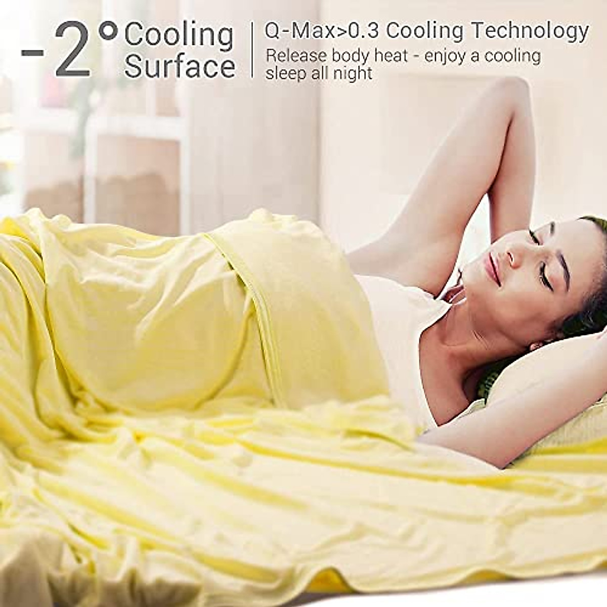 LUXEAR Arc-Chill Cooling Blankets for Sleeping Lightweight Summer Blanket for Hot Flashes - Queen Size Natural Bamboo Breathable Hot Sleeper Cold Sleep Throw for Night Sweats