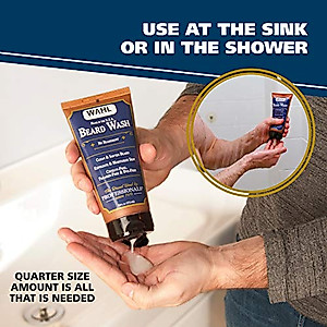 Wahl Beard Wash Face Exfoliator with Essential Oils for Moisturizing Skin Beard Hair – Manuka Oil, Meadowfoam Seed Oil, Clove Oil, Moringa Oil, and More - Model 805601
