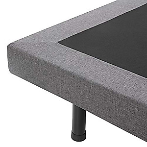 Adjustable Comfort Upholstered Adjustable Bed Base with Massage, Wireless Remote, Three Leg Heights, and USB Ports-Ergonomic, Twin XL, Dark Grey