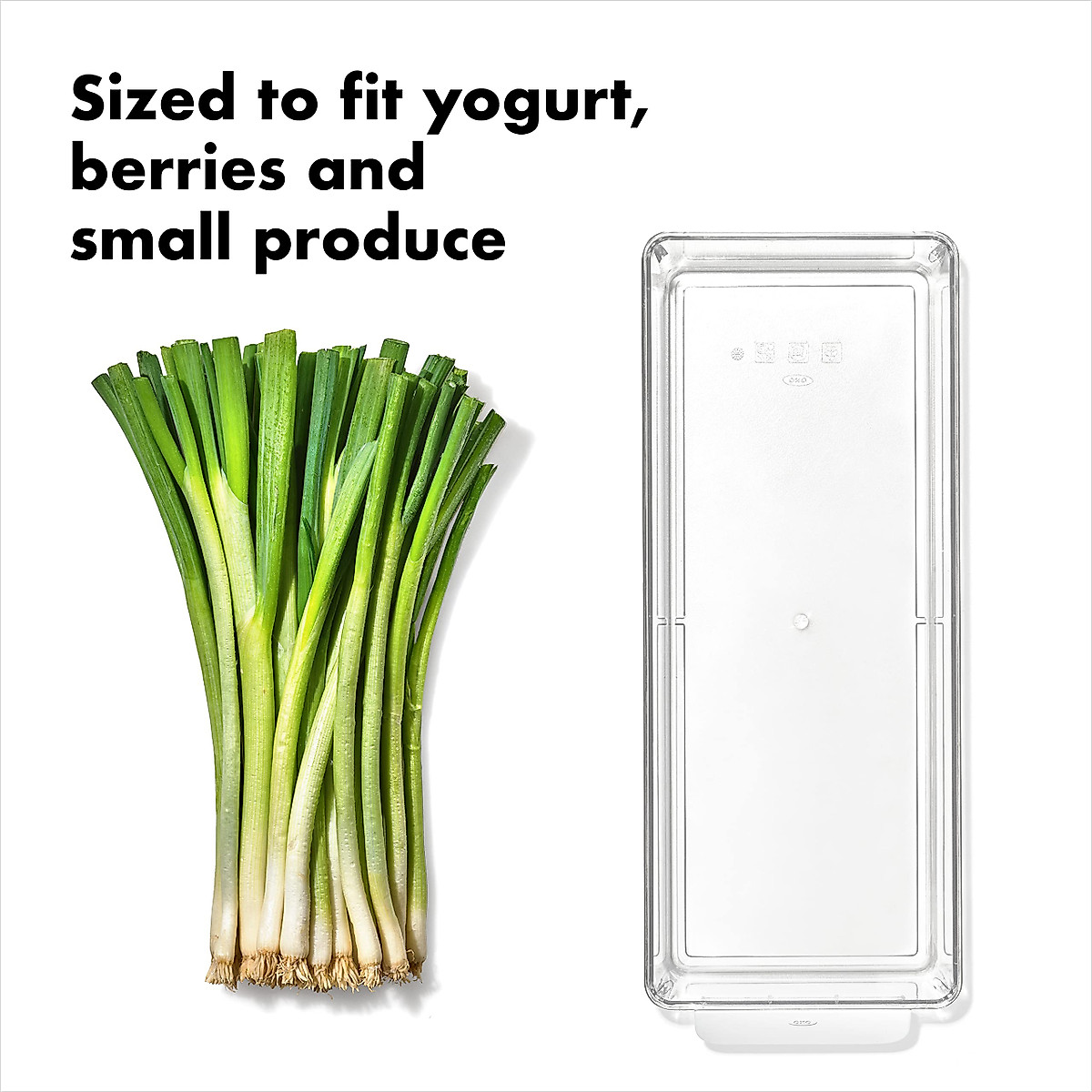 OXO Good Grips Fridge Organization Bin 5 in x 14 in - for Yogurt Cups, Small Produce, Berry Bins and More