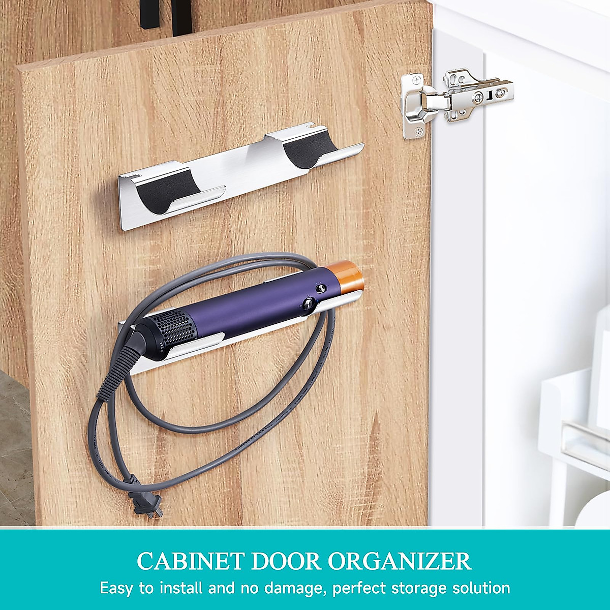 Curling Iron Holder Wall Mount, Straightener Holder, Adhesive Stainless Steels Hair Tool Organizer for Bathroom,Hair Tools Organizer Wall Mount