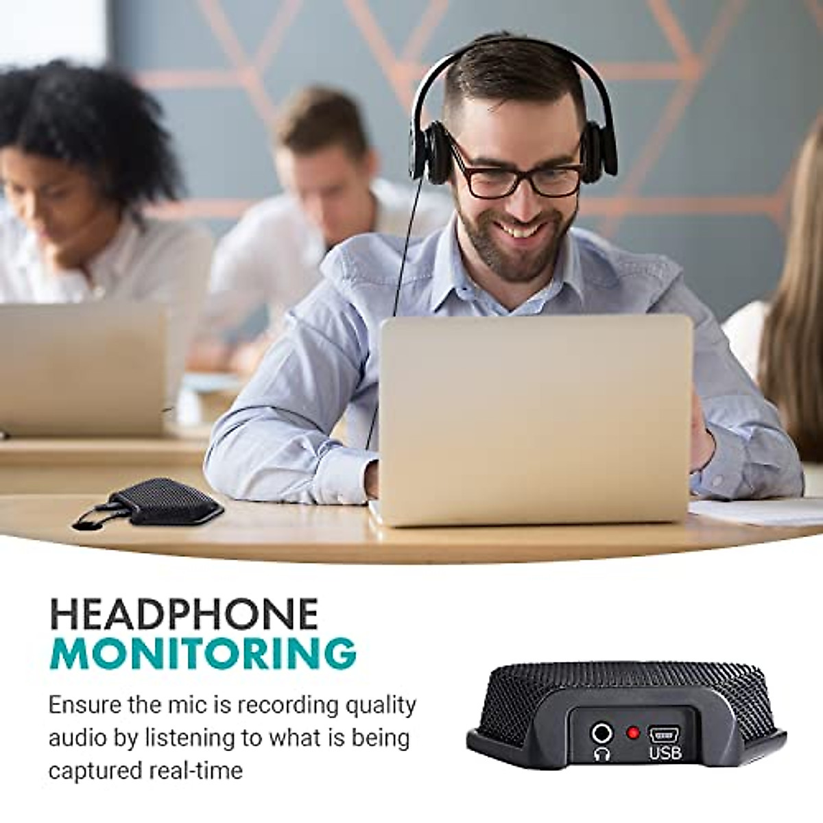 Movo MC1000 Conference USB Microphone for Computer Desktop and Laptop with 180° / 20' Long Pick up Range Compatible with Windows and Mac for Dictation, Recording, YouTube, Conference Call, Skype