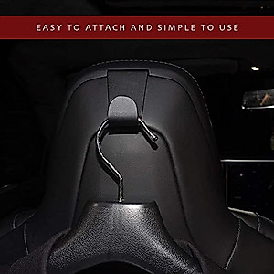 CoolKo Tesla Aluminum Alloy Hooks Seat Headrest Bag Holder Garment Clothes Coat Hangers - Model S X 3 Y (Set of 2)