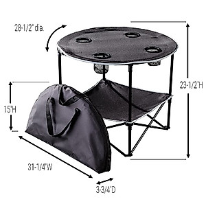 Portable Folding Picnic Table with Bench Storage for Tailgating - Black