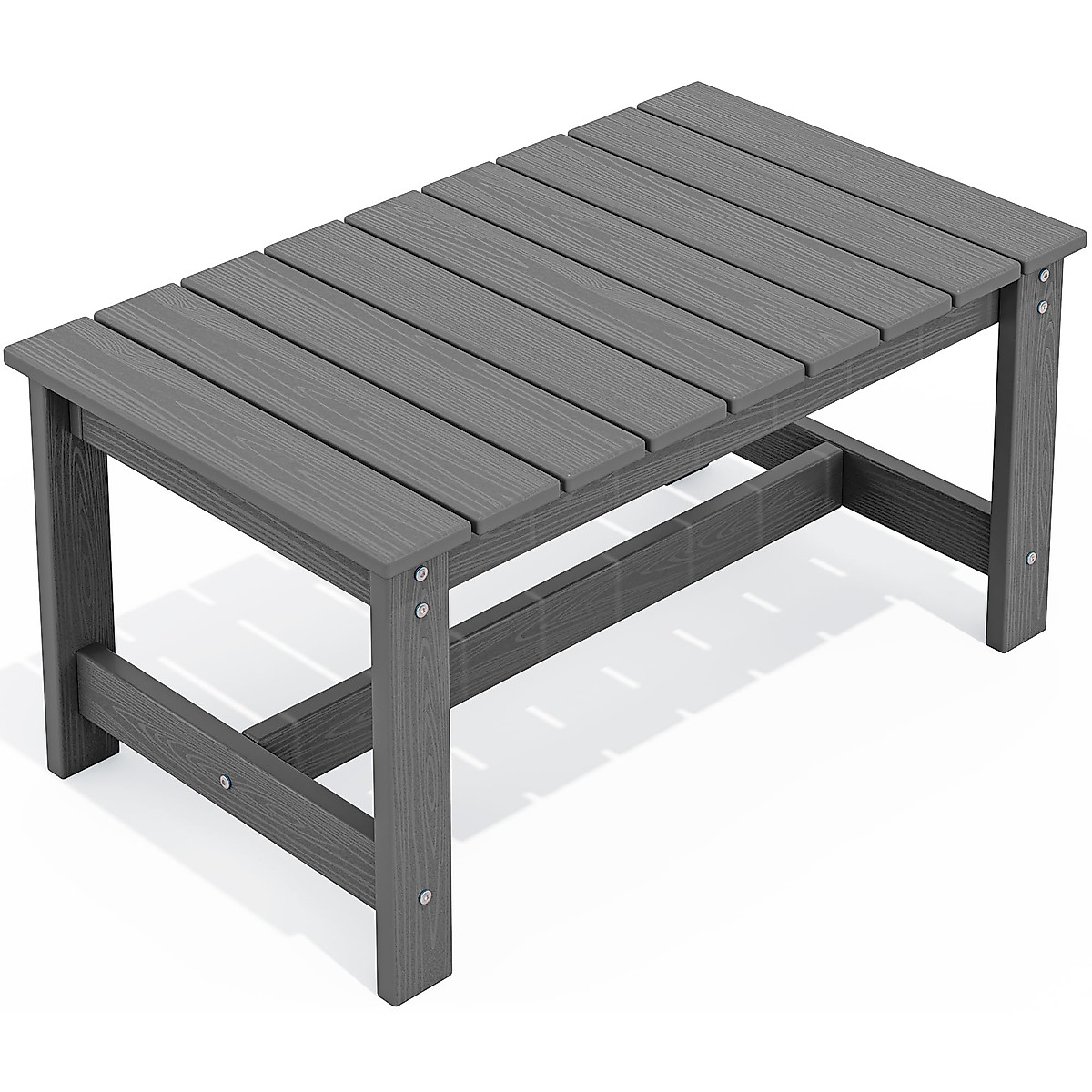 SERWALL HDPE Patio Coffee Table, Rectangle Outdoor Coffee Table, All Weather Patio Table for Deck, Pool, Balcony, Indoor or Outdoor Use, Grey