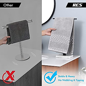 KES Towel Rack Stand, Hand Towel Holder with Marble Base Standing Towel Rack for Bathroom Countertop SUS304 Stainless Steel T-Shape Matte Black, BTH224-BK