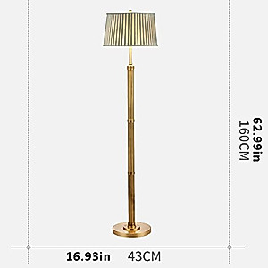 GRFIT Indoor Floor Lamp Pure Copper Floor Lamp, All Copper American Bedside Lamp, Bedroom Living Room European Style Retro Villa European Style High-end Decorative Lamps Standing Reading Lamps