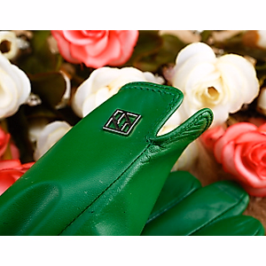 NappaNovum Women's Classic Italian Nappa Leather Gloves Lambskin Winter Comfort Lining Fashion Gloves (Touchscreen or Non-Touchscreen) (M, Green)