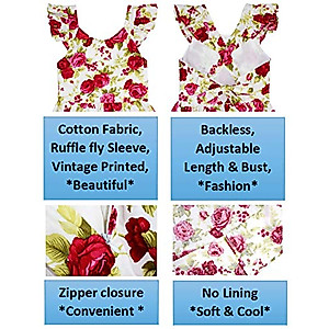 Floral Infant Backless Spring Summer Girls Sundress Clothes,D9#1,5-6 Years(130)