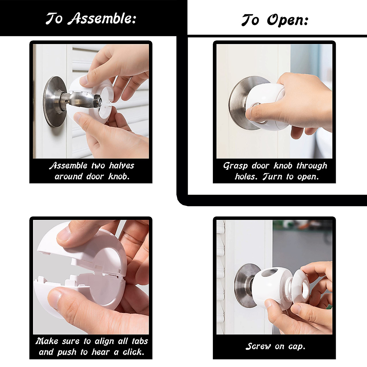 Driddle Door Knob Safety Cover for Kids - 5 Pack - Baby Proof Door Knob Covers - Door Locks for Kids Safety Child Proof - White