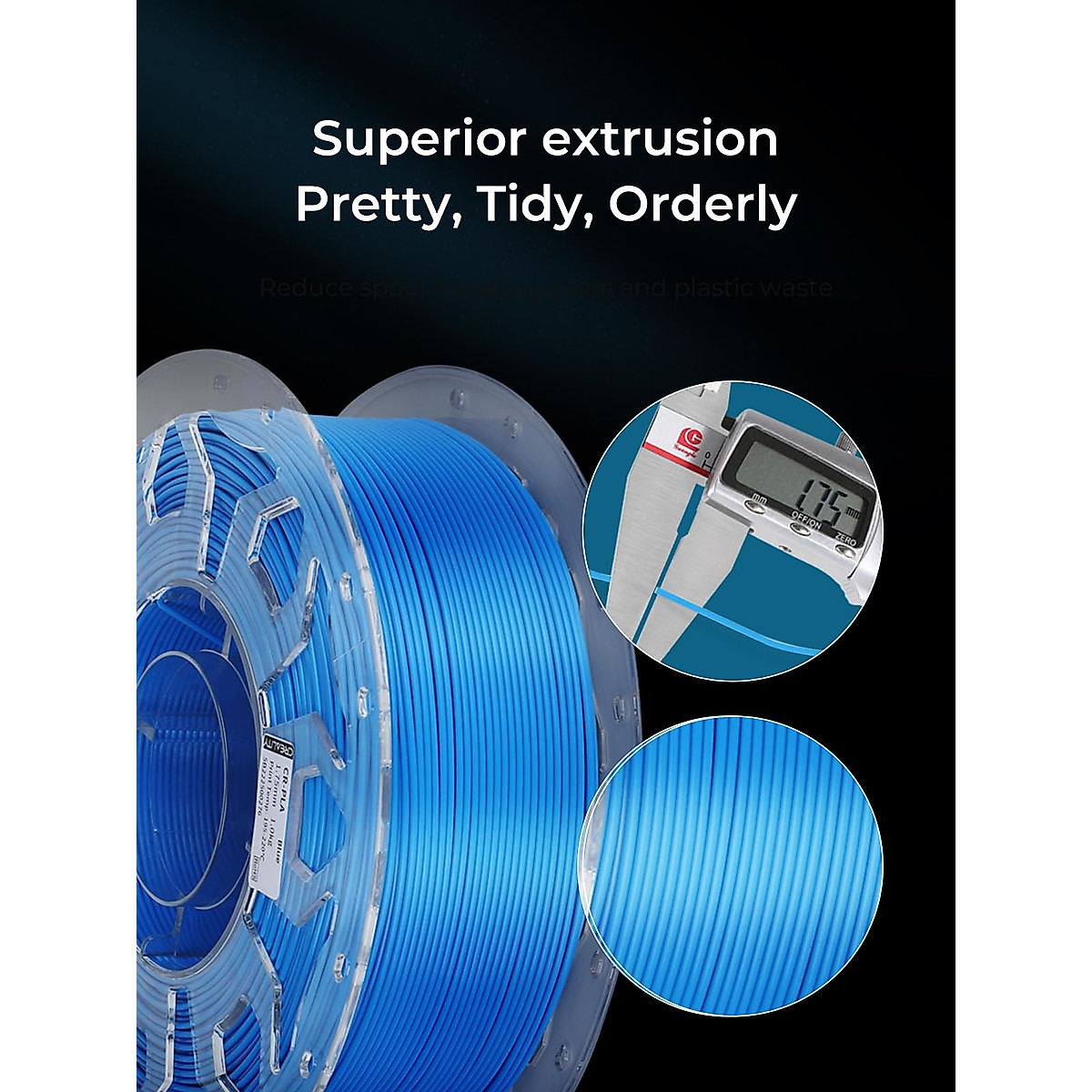 Creality PLA Filament 1.75mm, 3D Printer Filament, 1.0kg (2.2lbs) Spool, Enhanced Toughness No Warp, Dimensional Accuracy ±0.03mm Printing Filament, for FDM 3D Printers (Black)