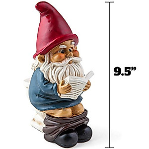 BigMouth Inc. Gnome on a Throne Garden Gnome – Funny Lawn Gnome, Makes a Great Gag Gift, Made of Durable, Weatherproof Ceramic, 9.5” Tall