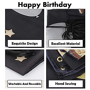 PAKBOOM Happy 39th Birthday Banner Backdrop - 39 Birthday Party Decorations Supplies for Men - Black Gold 4 x 6ft