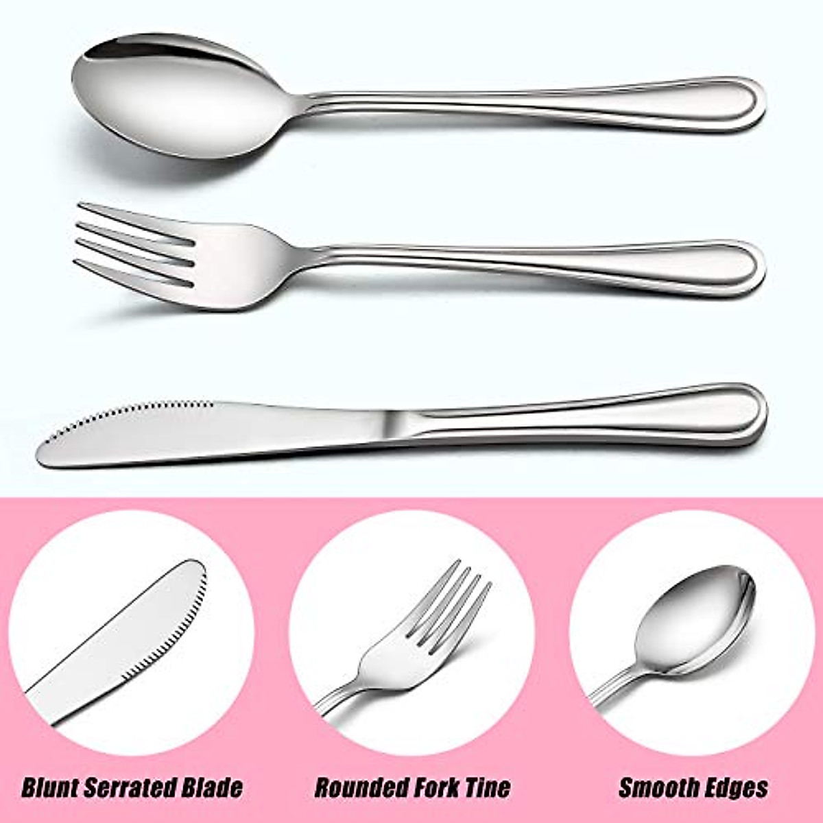 LIANYU 9-Piece Kids Silverware Set, Stainless Steel Toddler Utensils Flatware Set, Child Cutlery Tableware Set for 3, Include Knife Fork Spoon, Mirror Finished, Dishwasher Safe