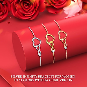 Silver Bracelet Silver Bracelets for Women Infinity Bracelets for Women Sterling Silver Bracelet Heart Bracelet Sterling Silver Bracelets for Women Adjustable Bracelets for Women Bracelets Women