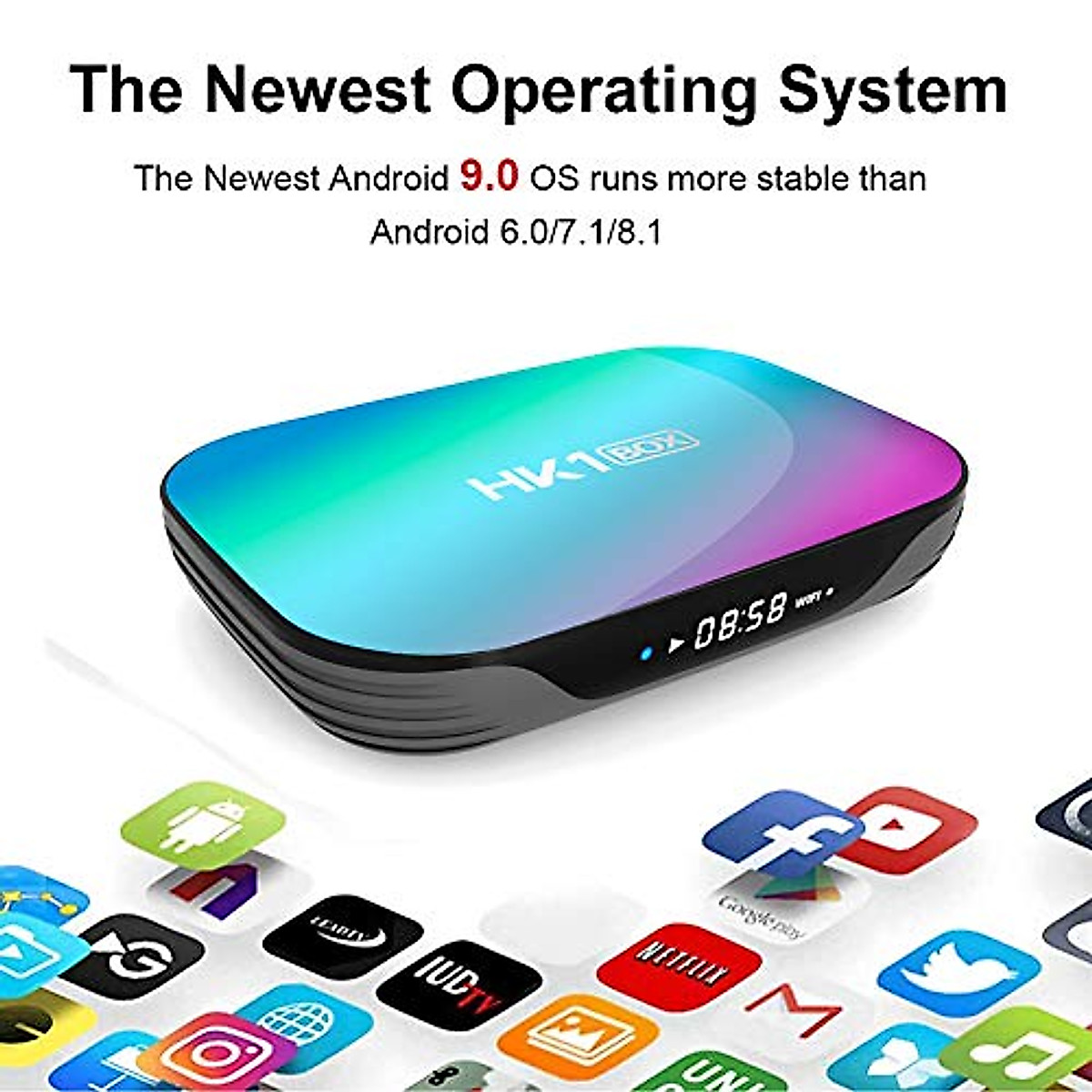 Sofobod HK1 Box Android 9.0 Smart TV Box with 4GB RAM 64GB ROM，Upgraded S905X3 Quad Core 64bit Cortex-A55 GPU G31 MP2, 2.4G/5G Dual WiFi BT4.0 H.265 Decoding LAN 1000, HD/4K/8K(HK1-4D)