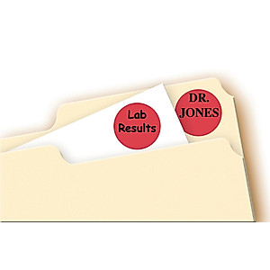 Avery Print/Write Self-Adhesive Removable Labels, 0.75 Inch Diameter, Red, 1008 per Pack (5466)