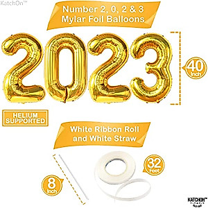 Big, 40 Inch Gold and Black 2023 Balloons Set - Graduation Decorations | Gold and Black Graduation Party Decorations | 2023 Numbers Balloons for Graduation Party Supplies, Class of 2023 Decorations