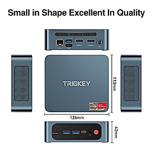 TRIGKEY Desktop Computer Ryzen 5 5500U(6 Cores, 12 Threads) 16GB DDR4 500GB M.2 NVME(Max 2200MB/S) SSD Gaming S5 Mini Computer W11 Pro. Wi-Fi 6/Bluetooth 5.2/4K@60Hz/Dual HDMI/USB 3.0 Micro PC