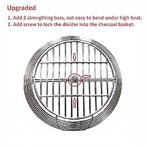 GRILLJOB Lump Charcoal Fire Basket with Divider Stainless Steel Grill Ash Baskets Fits 18" Big Green Egg Accessories, Kamado Joe Classic Large Green Egg Basket Replacement