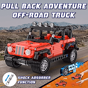 WISEPLAY Off-Road Pull Back Model Cars to Build for Kids 9-12 - 317 PCS STEM Car Building Kit for Boys 8-12 & Girls - STEM Building Toys for Boys Age 8-12 & Girls - Engineering Toys for Kids 8-10