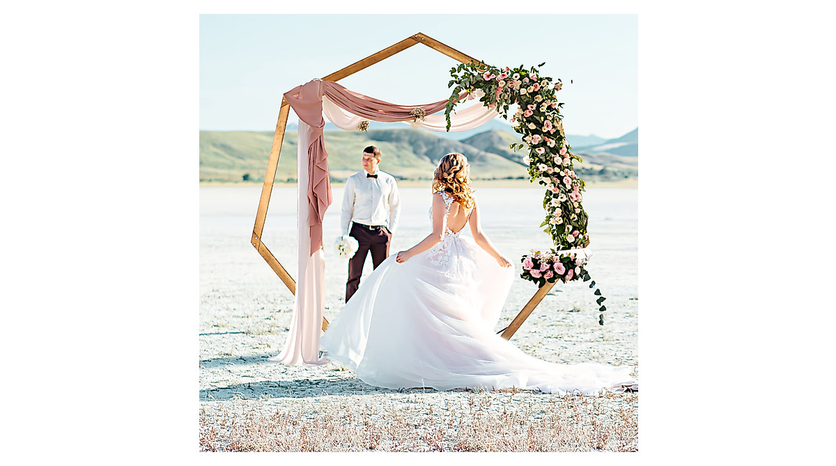 Heptagonal Wooden Arch for Elegant Weddings - 7.2FT