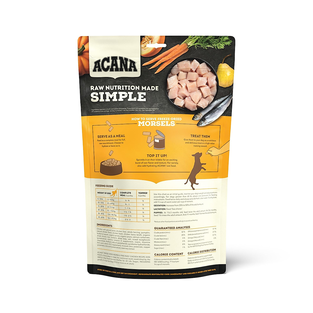 ACANA Freeze Dried Dog Food Meal & Topper, Grain Free High Protein Free-Run Chicken Recipe, 8oz