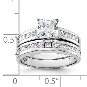 IceCarats 925 Sterling Silver Cubic Zirconia CZ Wedding Band Engagement Ring Bridal Jewelry Set Size 8