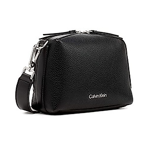 Calvin Klein Brenda Top Zip Crossbody, Black/Silver