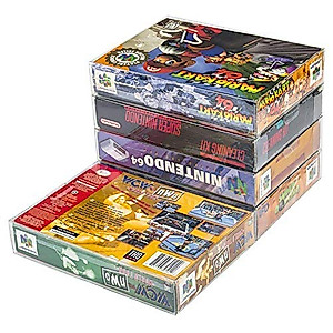 EVORETRO 25 Pieces Plastic Box Protector - compatible for N64 & SNES Sleeve Box Video Game Display Case - Super Nintendo Game Crystal Clear Scratch Resistant
